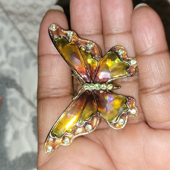 Monet | Jewelry | Vintage Monet Yelloworange Enameled Butterfly Brooch ...